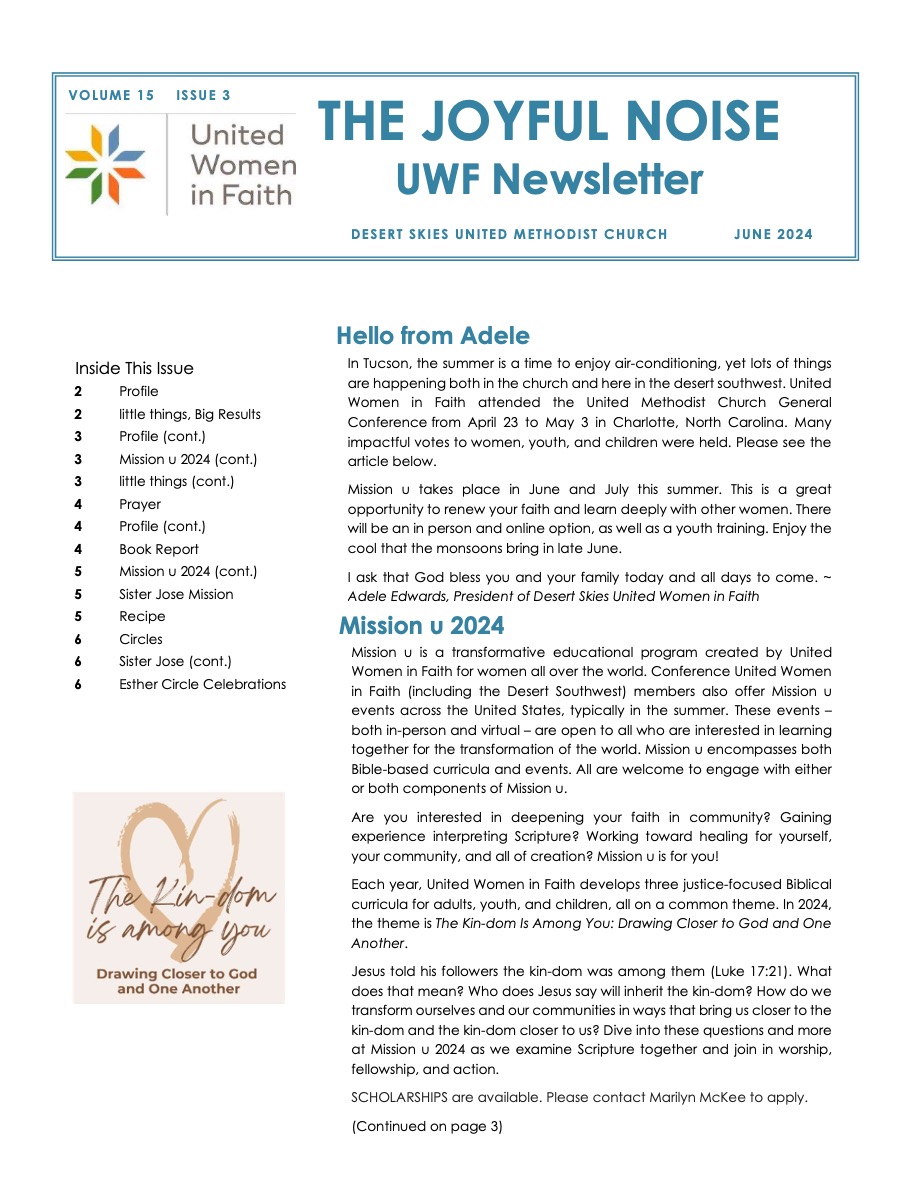 United Women in Faith June 2024 – Desert Skies United Methodist Church